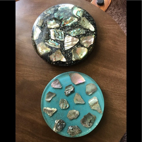 Accents | Vintage Set Of 2 Abalone Shell Trivets 1 Marked California ...